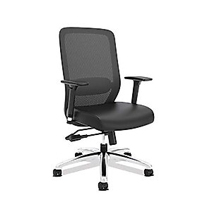 HON Exposure Task Mesh High-Back Computer Chair with Leather Seat for Office Desk, Black (HVL721)