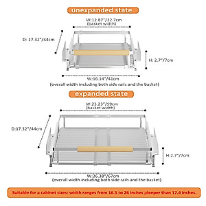 SANNO Expandable Slide Out Cabinet Organizer Pull Out Drawers for Kitchen Cabinets Organizer, Sliding Shelf Under Cabinet Organizers and Storage Shelf, Expandable Slide Out Organizer(1pack)