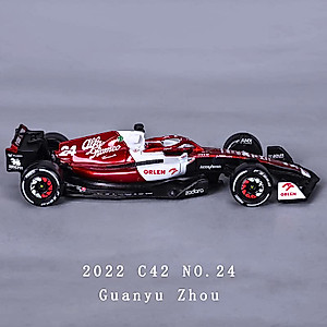 JODIYAAH Bburago 1:43 2022 Alfa Romeo F1 Racing Team C42#24 Guanyu Zhou Alloy Car Diecast Car Model Toy Collection (F1 C42#24)