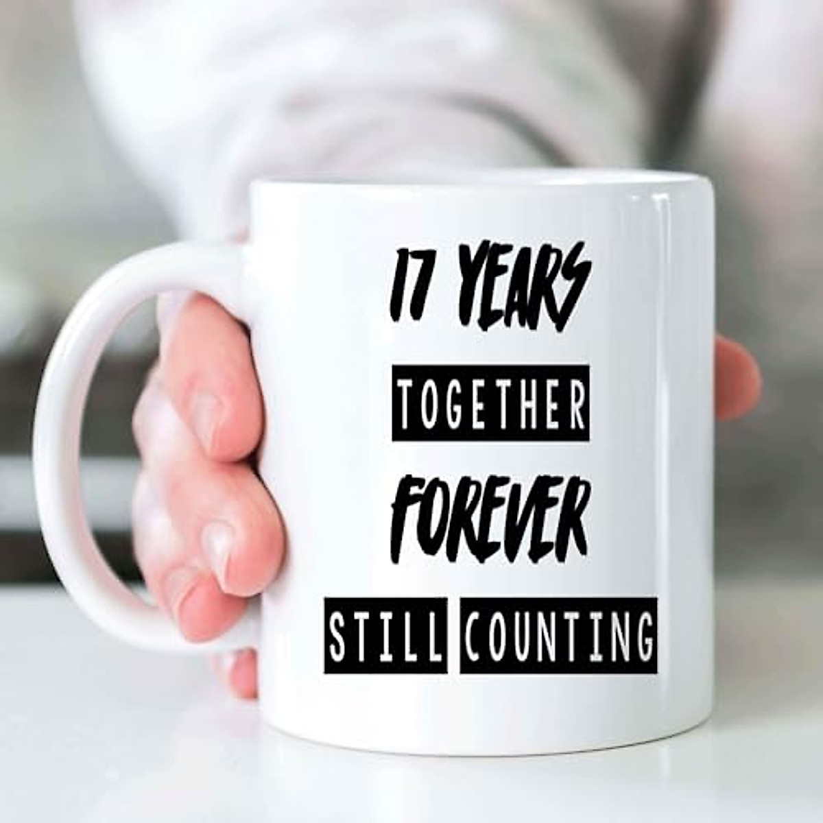 17 Years Together Forever Gifts - Gift for Couples on Grey Multicolor Unisex Sweat and 11 Oz White Ceramic Coffee Mug