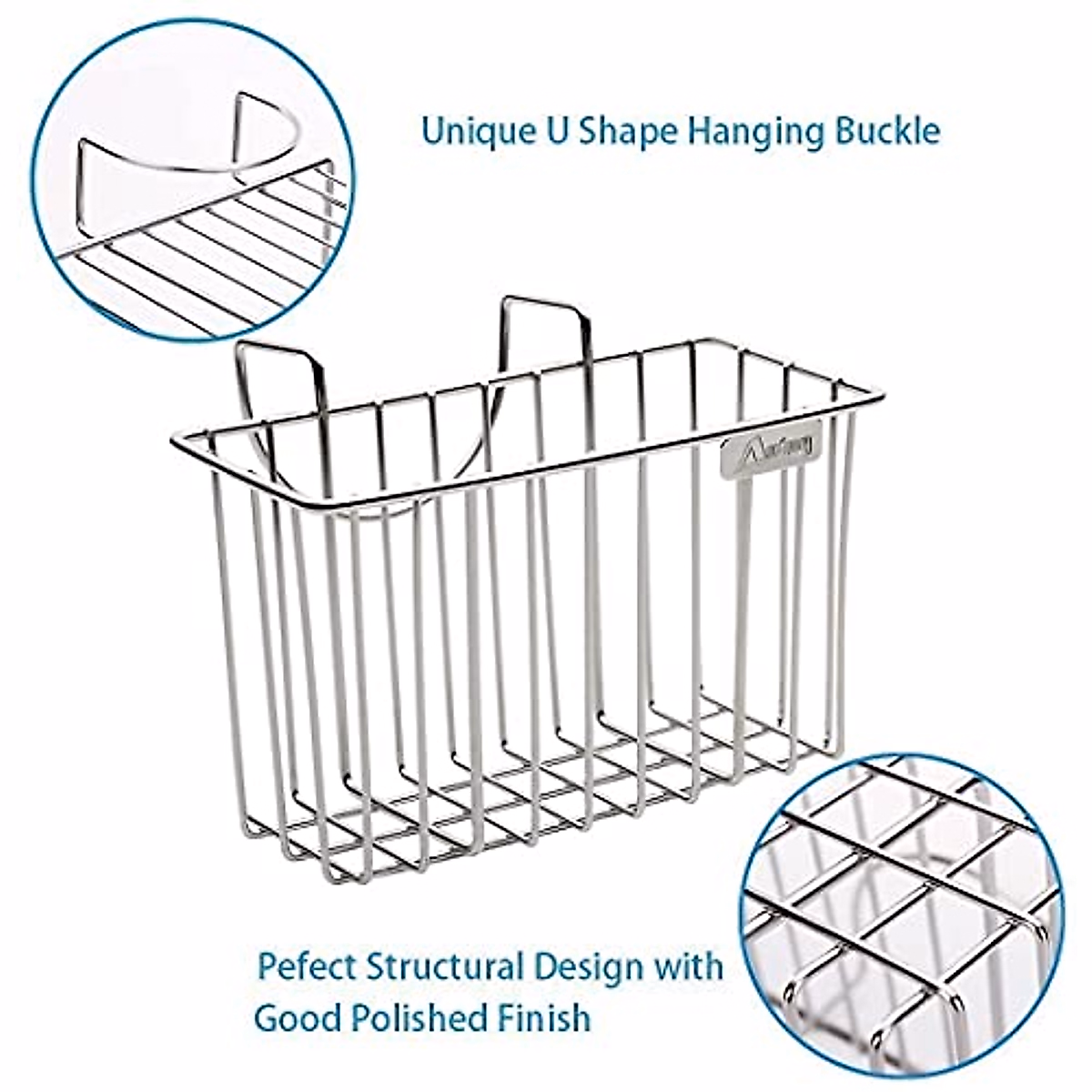 Kitchen Sponge Holder, Aiduy Sink Caddy Brush Dishwashing Liquid Drainer Rack - Stainless Steel