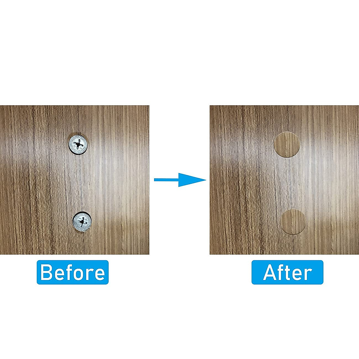 JianLing 4 Sheets Self-Adhesive Screw Hole Stickers, Screw Holes Cover Caps Stickers, Screws Covers Caps for Cabinet Wardrobe (White, Black, Walnut, Black Walnut Embossed, 54 Stickers/Sheet)