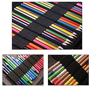 BOMKEE Pencil Case for Adults 220 Slots Pencase Colored Pencils Gel Pen Organizer Bag with Zipper for Student Artist Handy Glitter Gel Pens, Refills, Waterproof Coloring Holder Pencils Case(Black)
