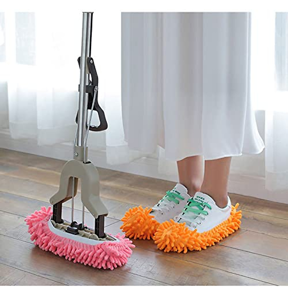 1pc Chenille Mopping Dust Slipper Washable Reusable Shoe Cover Foot Dust Hair Cleaner for Cleaning Floor Sweeping Slippers