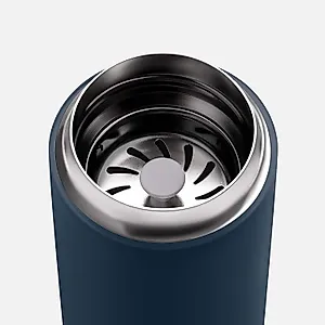 Fellow 16 oz Carter Move Travel Mug - Vacuum-Insulated Stainless Steel Travel Coffee Mug - Coffee Tumbler with Ceramic Interior and Splash Guard - Stone Blue