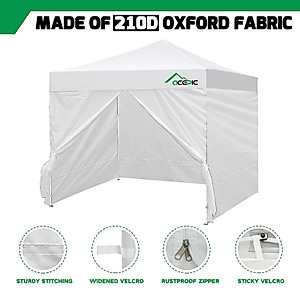 Acepic Instant Canopy Tent Sidewalls for 10x10 Pop Up Canopy 210D Waterproof,4 Piece Sidewalls, with Doors,White(4PCS Sidewalls Only, Canopy Tent NOT Included)