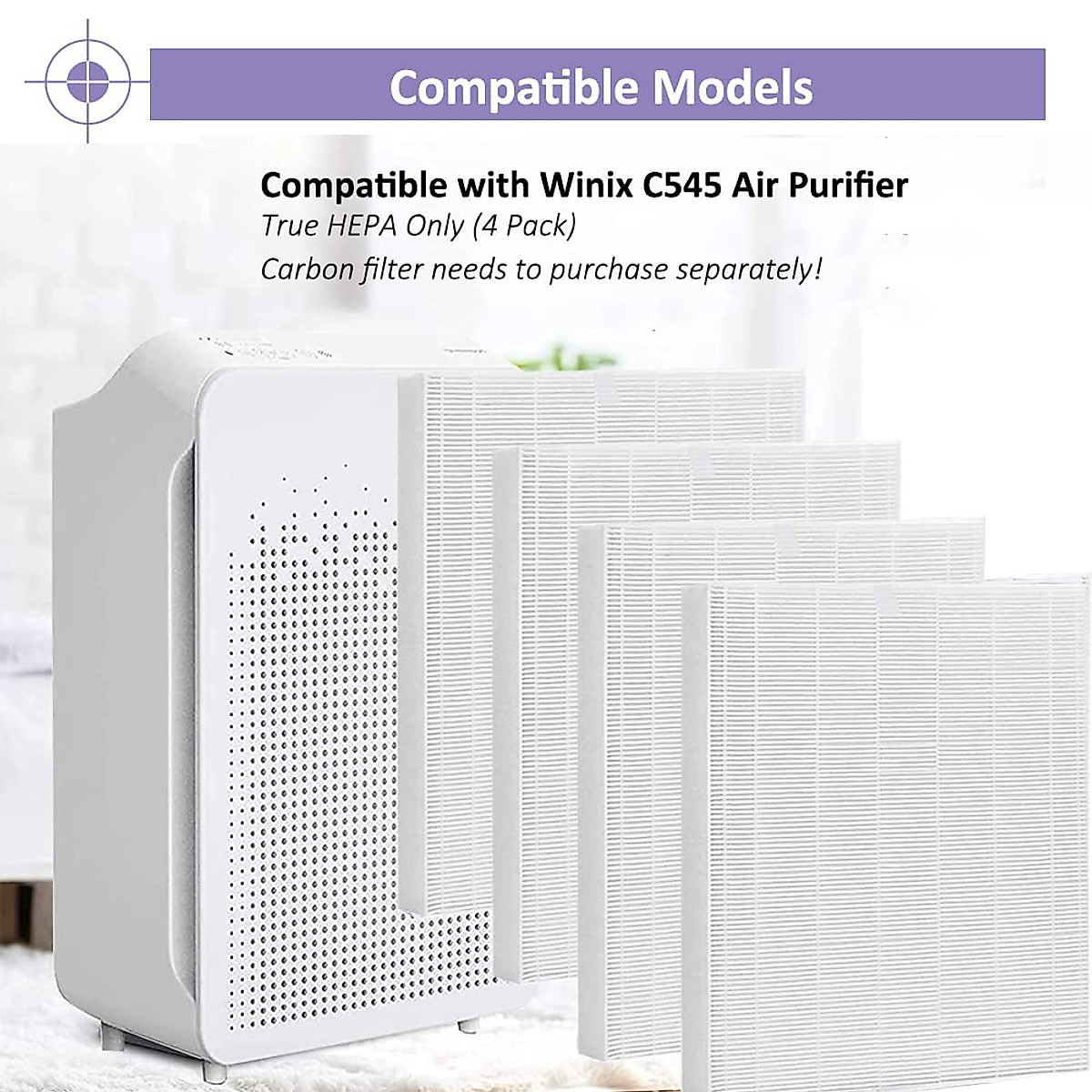 TIMISONL C545 Replacement filter S: Compatible with winix C545 Air Purifier - 4pack True HEPA Filters only - replaces part#1712-0096-00