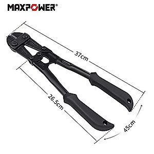 MAXPOWER 14-Inch Heavy Duty Bolt Cutter, Hardened Chrome Molybdenum Steel Blade, Ergonomic Rubber Handle
