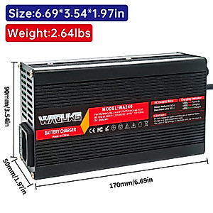WAOUKS 72V 3A Lead Acid Charger 72Volt 3Amp 15Ah 20Ah 25AH 30AH Battery Charger Used for 72V Lead Acid AGM Gel VRLA OPZV Battery Output C13 PING Connector