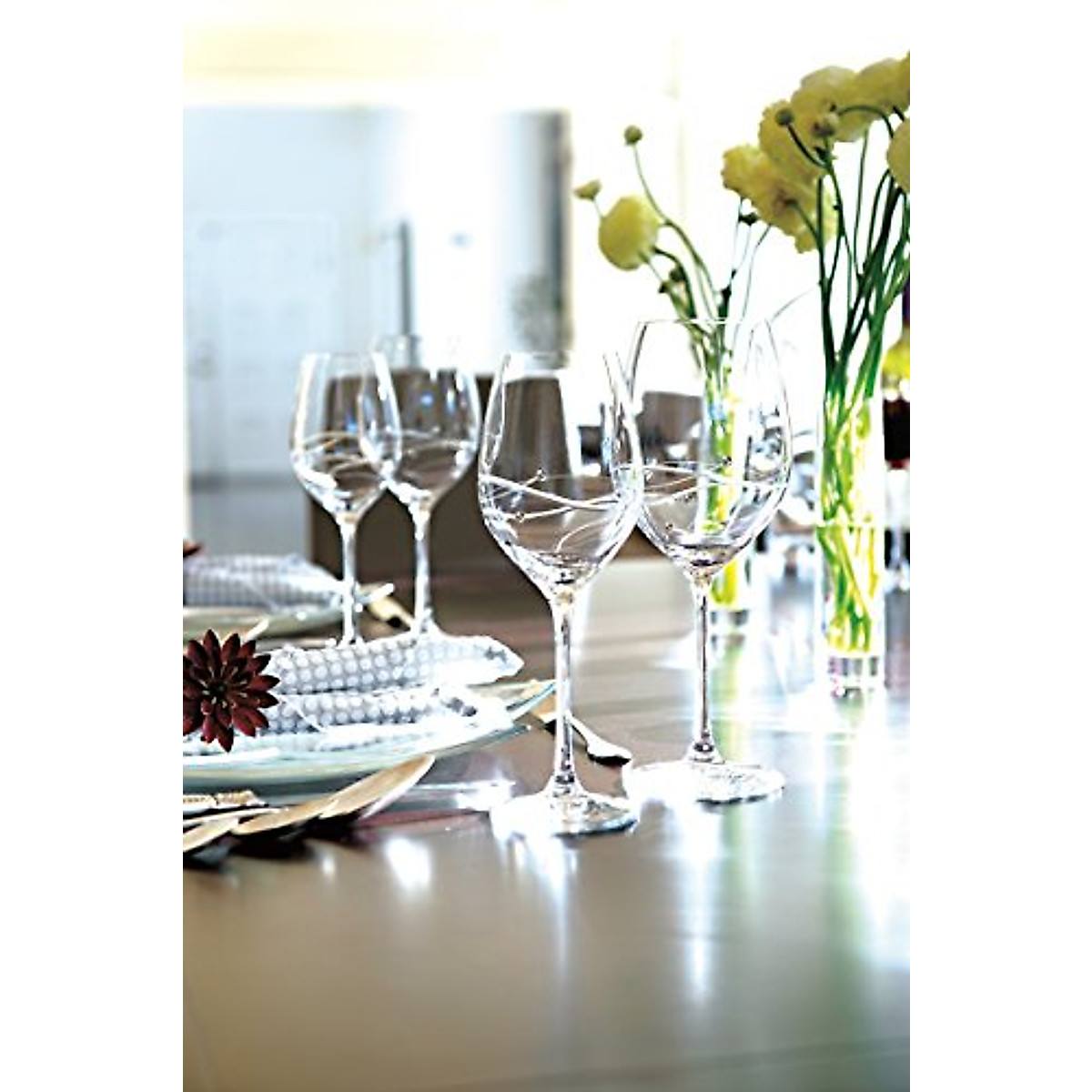 Barski - Handmade Glass - Sparkle - Highball Glass - Decorated with Real Swarovski Diamonds - 14 oz. - Made in Europe - Set of 4