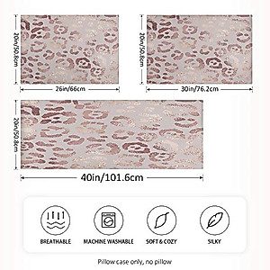 STAYTOP Fashion Rose Gold Leopard Animal Print Pillowcase for Hair and Skin Silk Pillowcase,Soft and Breathable Slippery Satin Pillowcase Covers for Sleep Decoration King Size 20''×40''