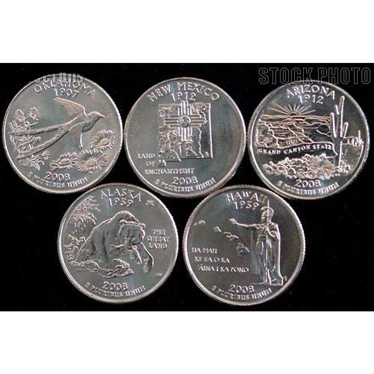 2008 D Complete Set of 5 State Quarters Uncirculated