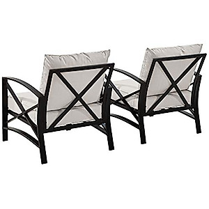 Crosley Furniture KO60013BZ-OL Kaplan Outdoor Metal Arm Chairs, Oiled Bronze with Oatmeal Cushions