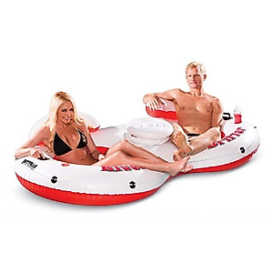 Pittman Outdoors River Drifter Inflatable Water Float Tube with Ice Chest Cooler, 2 Person