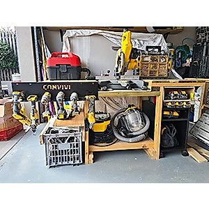 CONVIVI Design Power Tool Holder - Holds 6 Drills Power Tool Storage Rack (Black) - Cordless Power Tool Organizer for Garage - HeavyDuty Drill Holder Wall Mount - Easy to Install