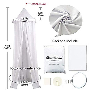 dix-rainbow Princess Bed Canopy for Kids Boys Children, Round Dome Hanging House Decoration with Frills…