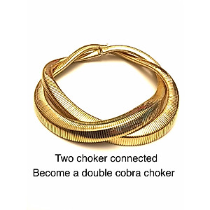 Marshal Metal Fashion Necklace 18K Gold Plated Brass Omega Choker Necklace (NK156G(15mm))