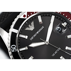 Emporio Armani Emporio Armani Three-Hand Date Black Mesh Silicone Watch (Model: AR11341)