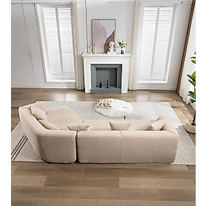 Merax 125" Large Sofa Couch, 2 Piece Free Combination, Modern Modular Upholstered Sectional Corner Sofa with Pillows and High-Density Foam for Living Room, Bedroom, Salon, Light Brown