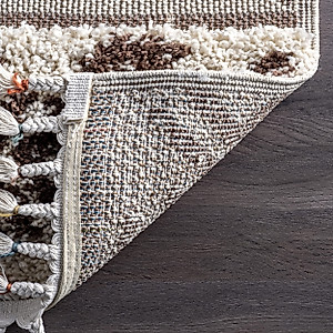 nuLOOM Zuri Shaggy Banded Tribal Area Rug, 4x6, Brown