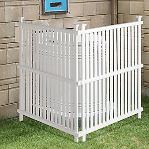 Kshioe Vinyl Fence Panels 2 Pack Outdoor Picket Privacy Screen Fence, 2PCS White PVC Fence Panel, 48" H X 36" W (White)