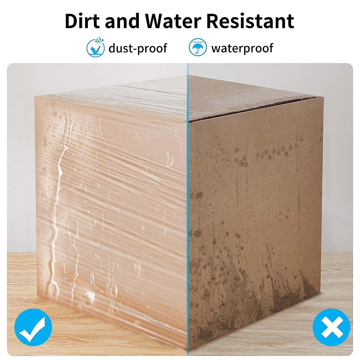 JARLINK Stretch Film, 15 Inch x 1000 Feet Shrink Wrap for Pallet Wrap, Industrial Strength Stretch Wrap up to 800% Stretch with Handles, Moving Wrapping Plastic Roll, 80 Gauge, 2 Pack