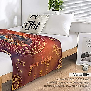 Custom Sagittarius Blanket Gifts, 50"x40" Rectangular Flannel Zodiac Throw Blanket Cozy, Personalized Blankets Gift for Boys Girls Teen Women Men Tarot Cards Lovers Birthday Anniversary Festival