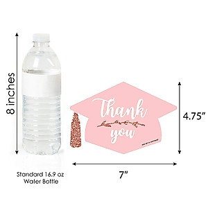 Big Dot of Happiness Rose Gold Grad - Shaped Thank You Cards - Graduation Party Thank You Note Cards with Envelopes - Set of 12