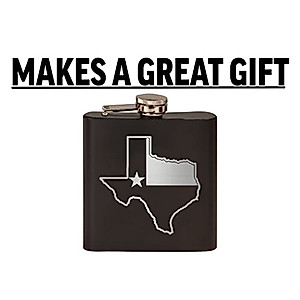 Texas State Flag Outline Stainless Steel Hip Flask Premium Matte Black Makes a Great Gift For Him Dad Father Texan TX