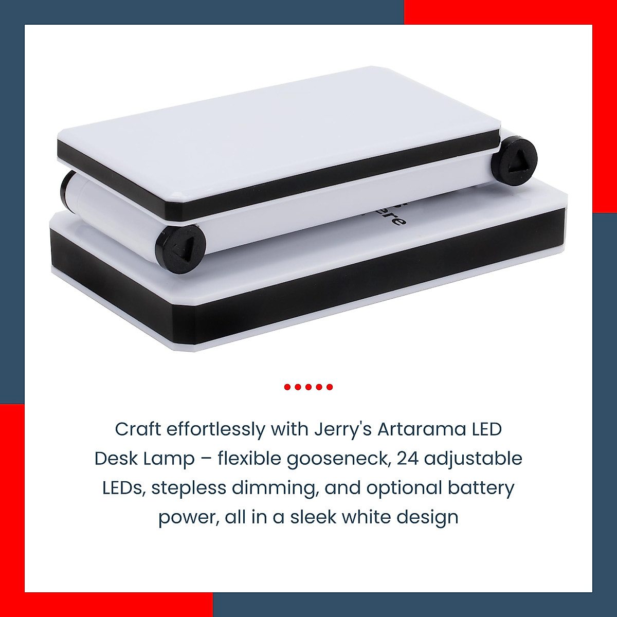 Jerry's Everywhere Flexible Portable 24 LED Task Lamp, 3 Adjustable Dimmable Levels Includes AC/USB Power Supply (Optional AA Battery)