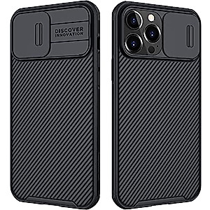 Mangix for iPhone 13 Pro Case with Camera Cover,Slim Fit Thin Polycarbonate Protective Shockproof Cover with Slide Camera Cover, Upgraded Case for Apple iPhone 13 Pro (Black)
