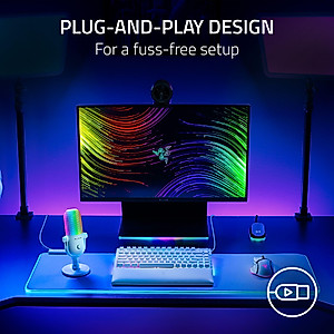 Razer Seiren V3 Chroma RGB USB Microphone: Stream & Game Reactive Lighting - Tap-to-Mute Sensor Condenser Mic - Digital Gain Limiter & Shock Absorber PC, Discord, OBS Studio, XSplit White (Renewed)