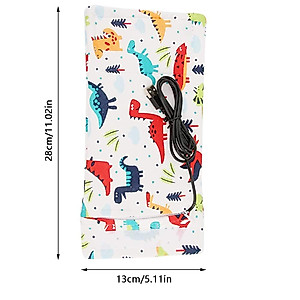 Hilitand Portable Bottle Keep Warm, USB Travel Milk Heat Keeper, Baby Bottle Keep Warmer for Car Tavel, Storage Cover Insulation Thermostat(Dinosaur, 12)