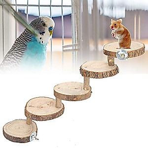 5 Layers Wooden Hamster Ladder Parrot Toy Climbing Stairs Pet Toys Perches Cage
