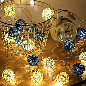 DomeStar 24PCS Blue Decorative Balls for Bowl Centerpiece, 2 Inch Rattan Balls Wicker Balls Decorative Twig Orbs Spheres Bowl Fillers Vase Fillers Home Wedding Decor