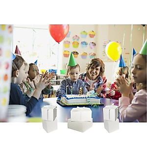 XCXGYCA White Gift Boxes 10 Pack 7x7x7 IN Small Gift Boxes With Lids for Birthday Party Gift Boxes, Bridesmaid Proposal Gift,Christmas Gift Boxes,Graduation, Holiday, With 10 Thank You Stickers ,With 66 FT Ribbon(7x7x7 IN, White) …