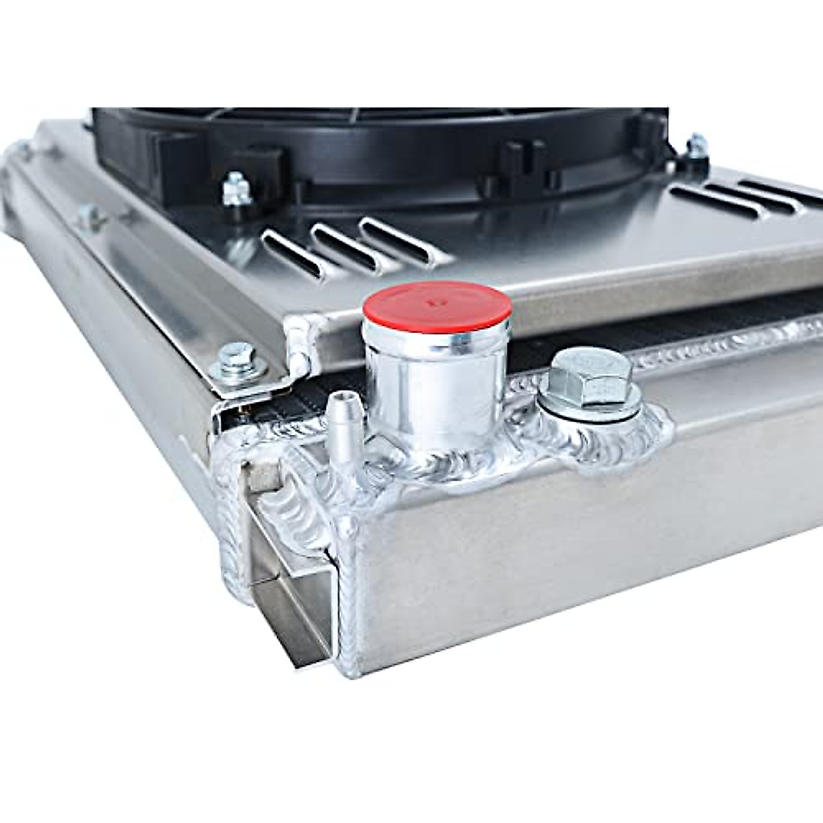 OzCoolingParts 3 Row Core All Aluminum Radiator + 10" Fan w/Louver Shroud + Thermostat/Relay Wire Kit for 1983-1991 1990 Porsche 944 S2 2.5L 2.7L 3.0L l4 MT