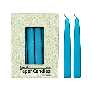 Zest Candle 12-Piece Taper Candles, 6-Inch, Turquoise