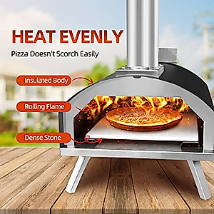 Naimci portable stainless steel pizza oven,Wood Fired Pizza Oven for Outside,Insulated, Refractory Dome Home Pizza Ovens, Ideal For Any Outdoor Kitchen,Versatile Pizza Cooker, Grill