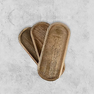 Samhita Mango Oval Wood Tray Set of 3 Perfect for Food Holder/BBQ, Serve Cheese, Sushi, Holiday Snacks, and More. (12" x 5" x 0.75")