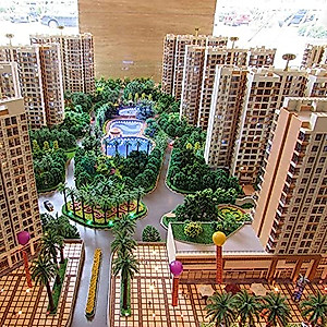 Saktopdeco 16 Pieces Plastic Model Tropical Coconut Palm Tree Cake Topper Diorama Trees for Model Train Railway Fairy Garden