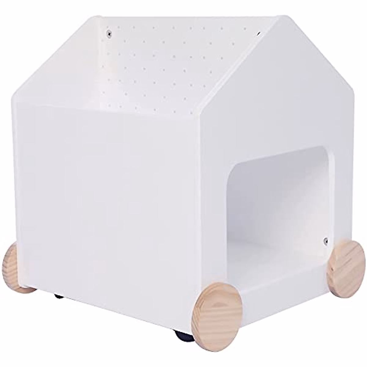 JOLIE VALLÉE TOYS & HOME Wooden Kids Bookshelf, 2 in 1 Children's Bookcase with Toy Storage, Baby Book Organizer with Wheels, Book Cabinet/Book Rack/Toy Box White