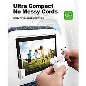 Bluetooth Transmitter Receiver V5.0, 2-in-1 Bluetooth Adapter with Dual Pairing AptX Low Latency, 3.5mm Bluetooth Audio Transmitter for Airplanes Boats Treadmill Gaming Consoles AirPods TV Car PC MP3