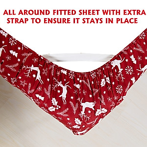 Elegant Comfort Luxury Soft Bed Sheets Holiday Pattern 1500 Premium Hotel Quality Microfiber - Softness Wrinkle and Fade Resistant (6-Piece) Bedding Set, Queen, Burgundy Reindeer