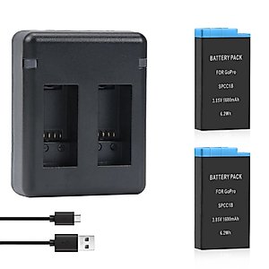 Upgraded 2-Pack Batteries for GoPro Max 360 Camera with 2-Channel USB Charger Compatible GoPro Max 360 ACDBD-001, ACBAT-001 Battery