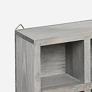 MyGift Dark Gray Wood Hanging Shadow Box, Shot Glasses Display Case Collective Shelf, Freestanding or Wall Mounted Shelving Unit with 12 Compartments