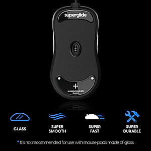 Pulsar Gaming Gears Superglide - Fastest and Smoothest Mouse Feet/Skates Made with Ultra Strong Flawless Glass Super Fast Smooth and Durable Sole for Zowie FK/ZA/S Series (No ZA13) [Black]