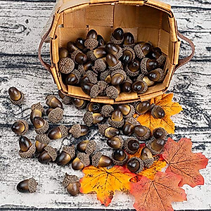 BigOtters 100 PCS Artificial Acorn, Fake Nutty Craft Acorns with Natural Acorn Cap Simulation Fruit Props for Vase Filler, Home House Autumn Favor, Thanksgiving Day Christmas Wedding Decor
