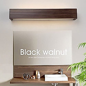 Baska Wood Bathroom Vanity Light Fixture LED Mirror Front Light, Rectangular Makeup Vanity Mirror Lighting Fitting, Living Room Bath Vanity Wall Sconce Modern Headboard Lamps