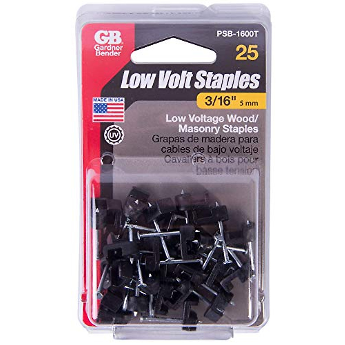 Gardner Bender PSB-1600T 25-Pk. 3/16-In. Black Low-Volt Staples - Quantity 8